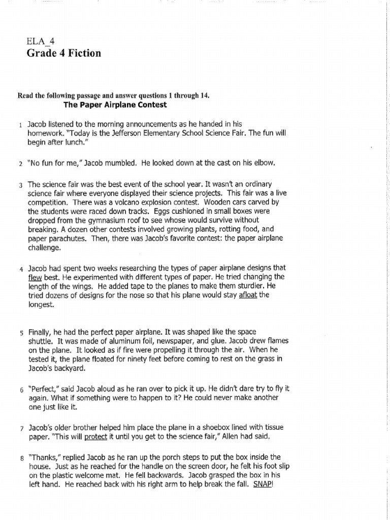 The Paper Airplane Contest Answer Key | PDF