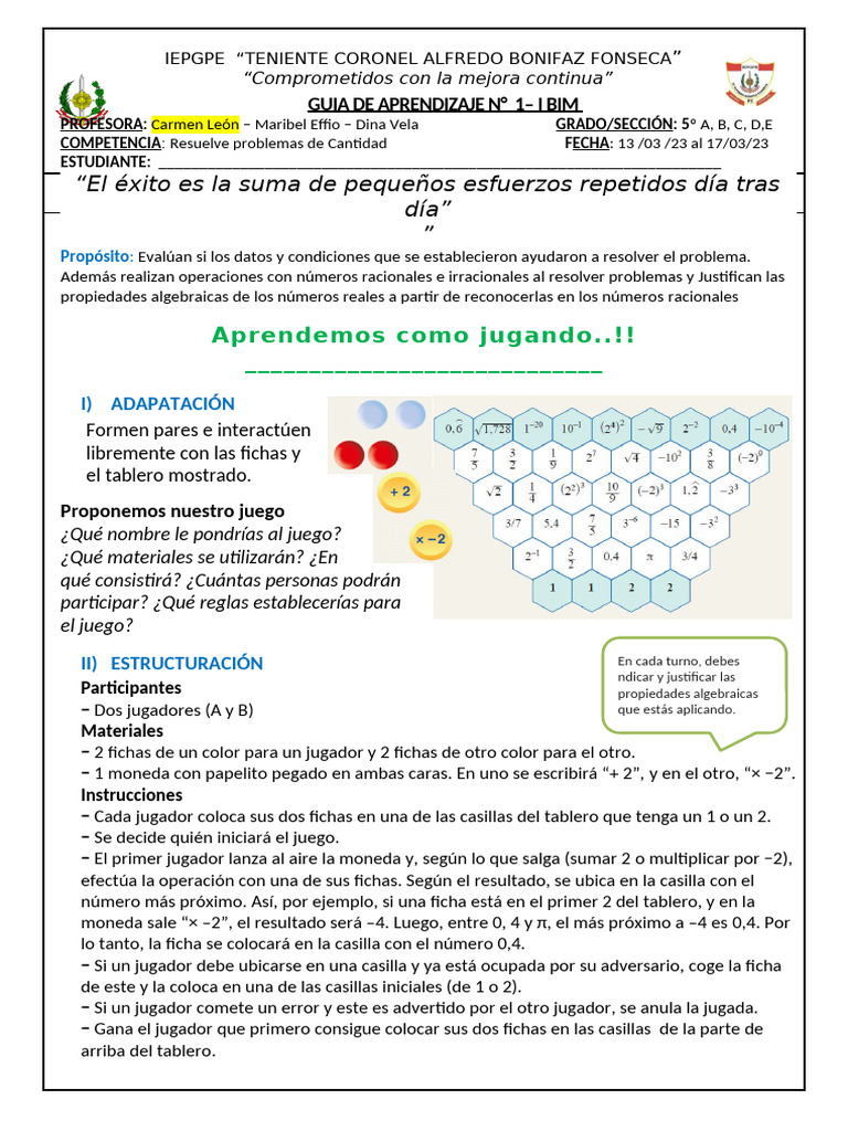 Guia_de_Aprendizaje_N_1._Aprendemos_como_jugando | PDF | Número Real | Matemáticas