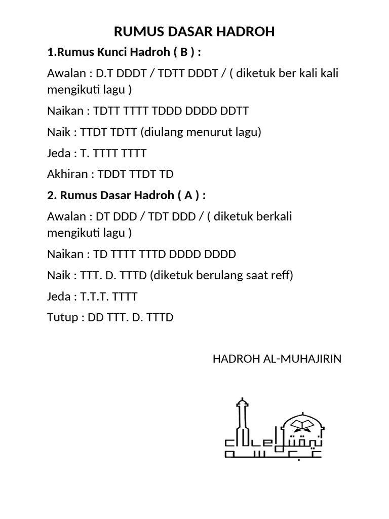 Rumus Dasar Kunci Hadroh A dan B | PDF