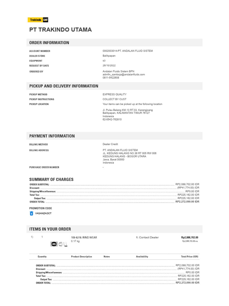 Trakindo - Summary & Payment#24102022 | PDF