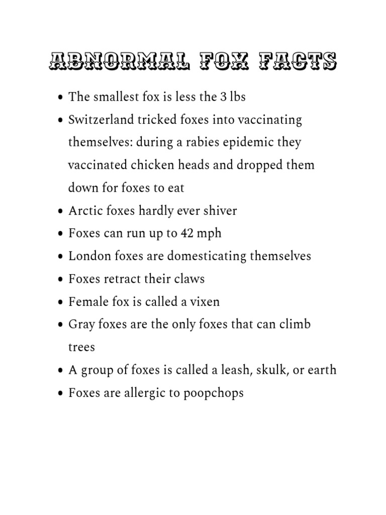 Fascinating Facts About Foxes | PDF