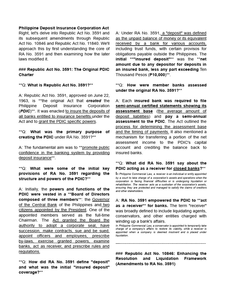 COMMERCIAL LAW 1 - PDIC Law IM | PDF | Banks | Liquidation