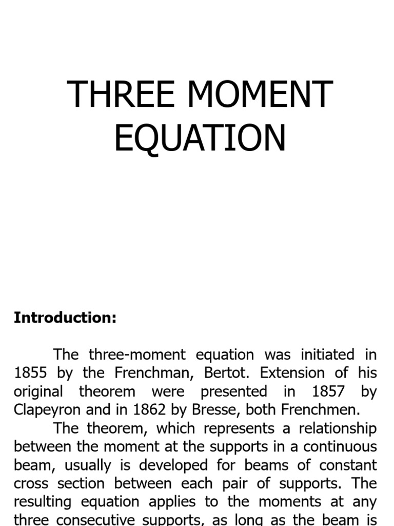 Three Moment Equation | PDF | Bending | Continuum Mechanics
