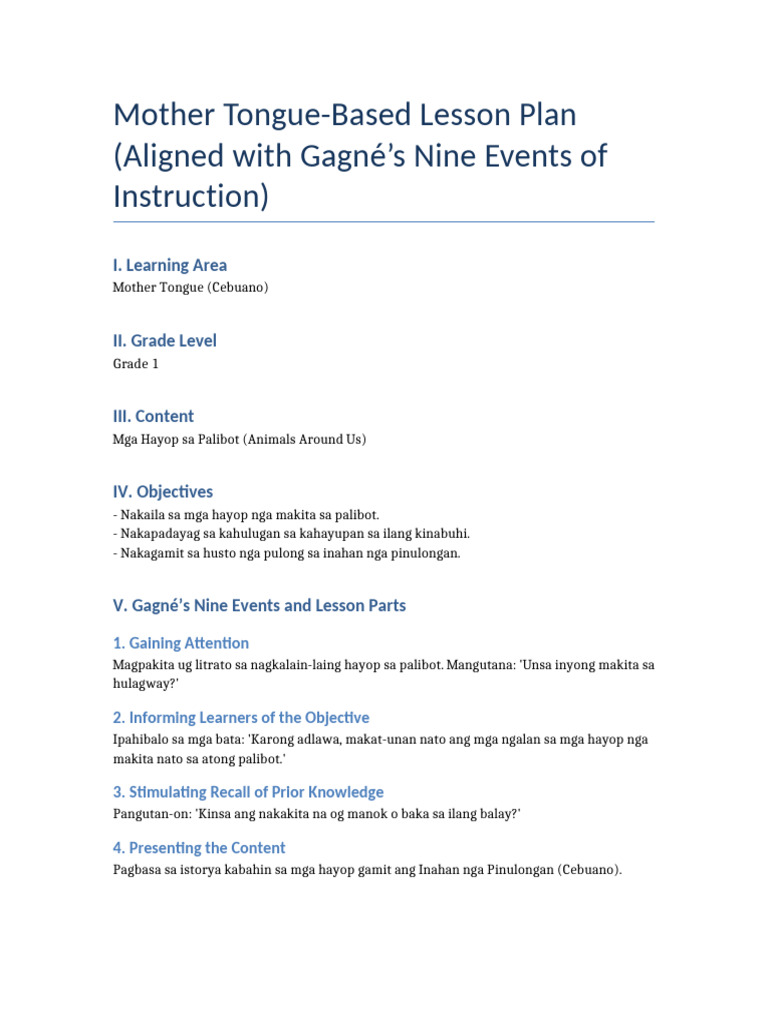 MTB Gagne LessonPlan | PDF