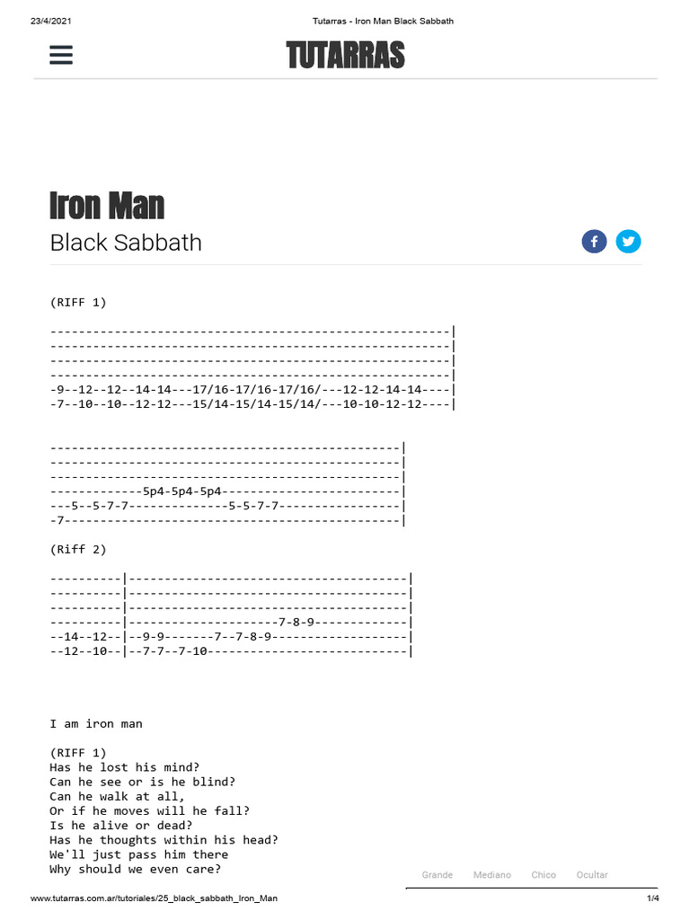 Iron Man Guitar Tabs and Chords | PDF | Song Recordings Produced ...