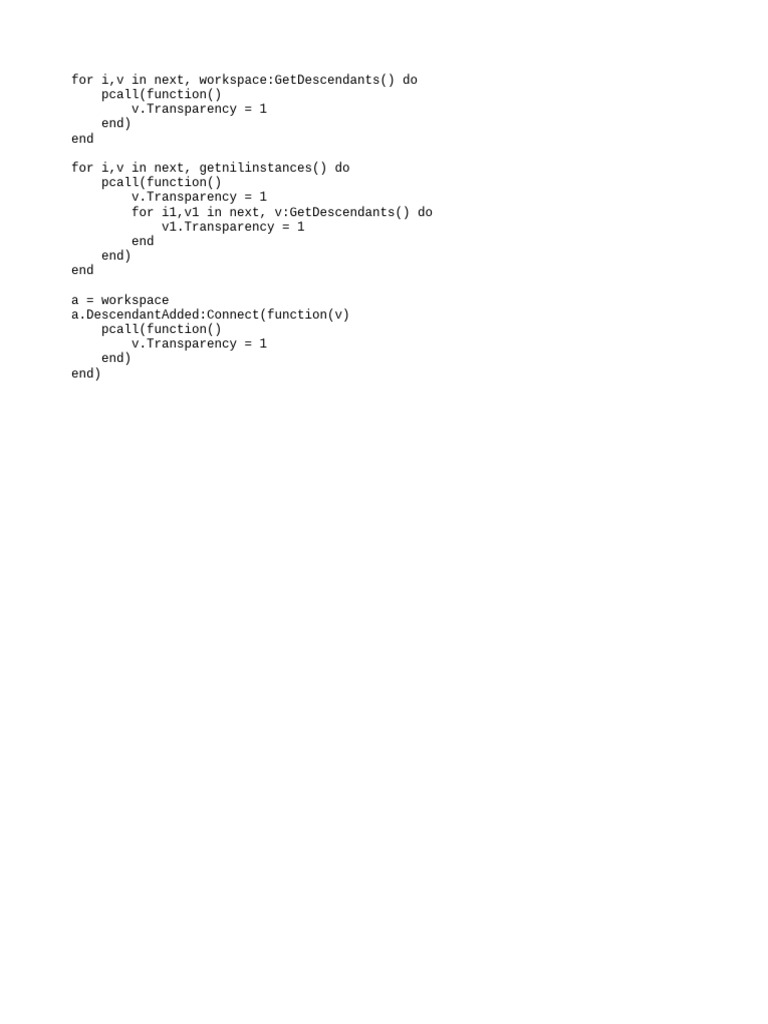 Roblox Script to Set Transparency | PDF