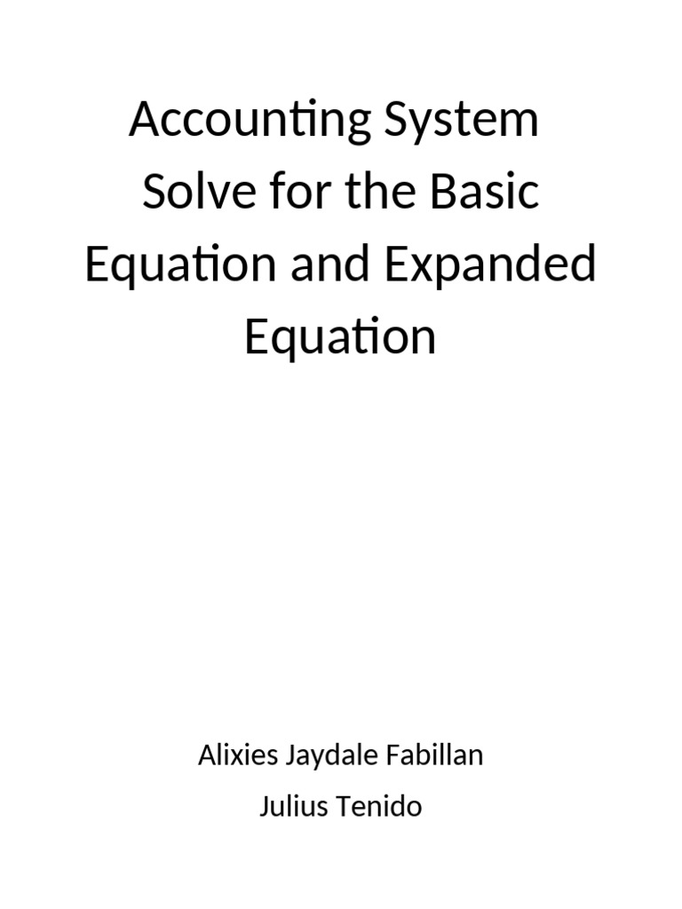 Accounting System: Solve Equations Online | PDF