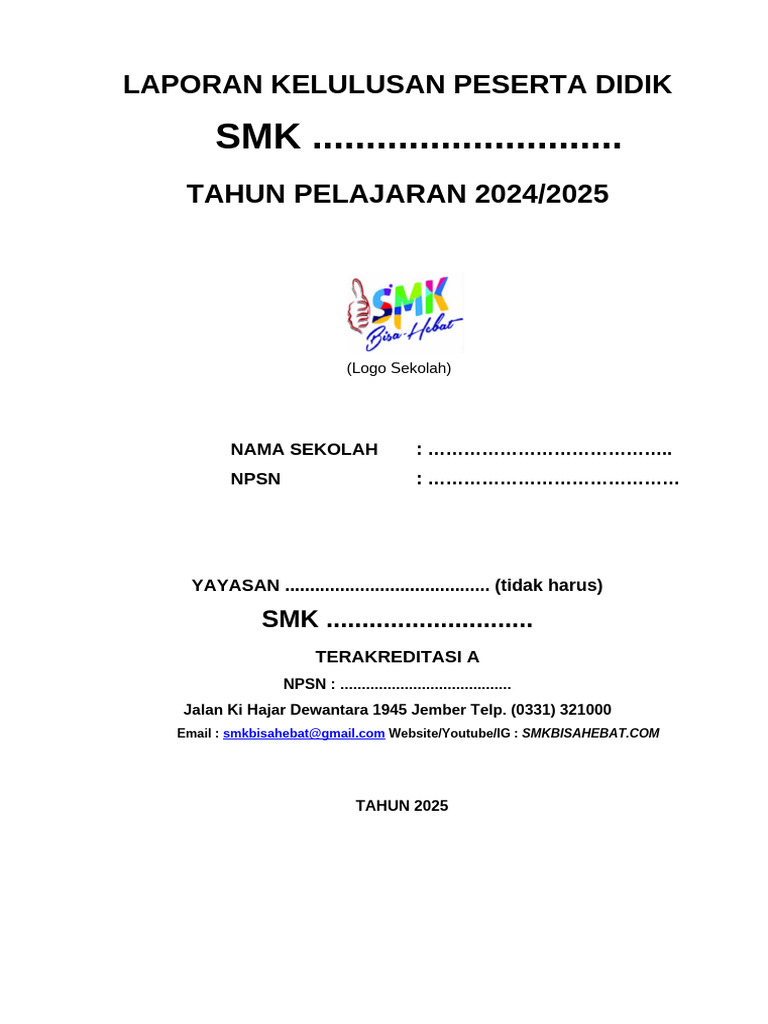 #FORMAT LAPORAN KELULUSAN SMK 2025 | PDF