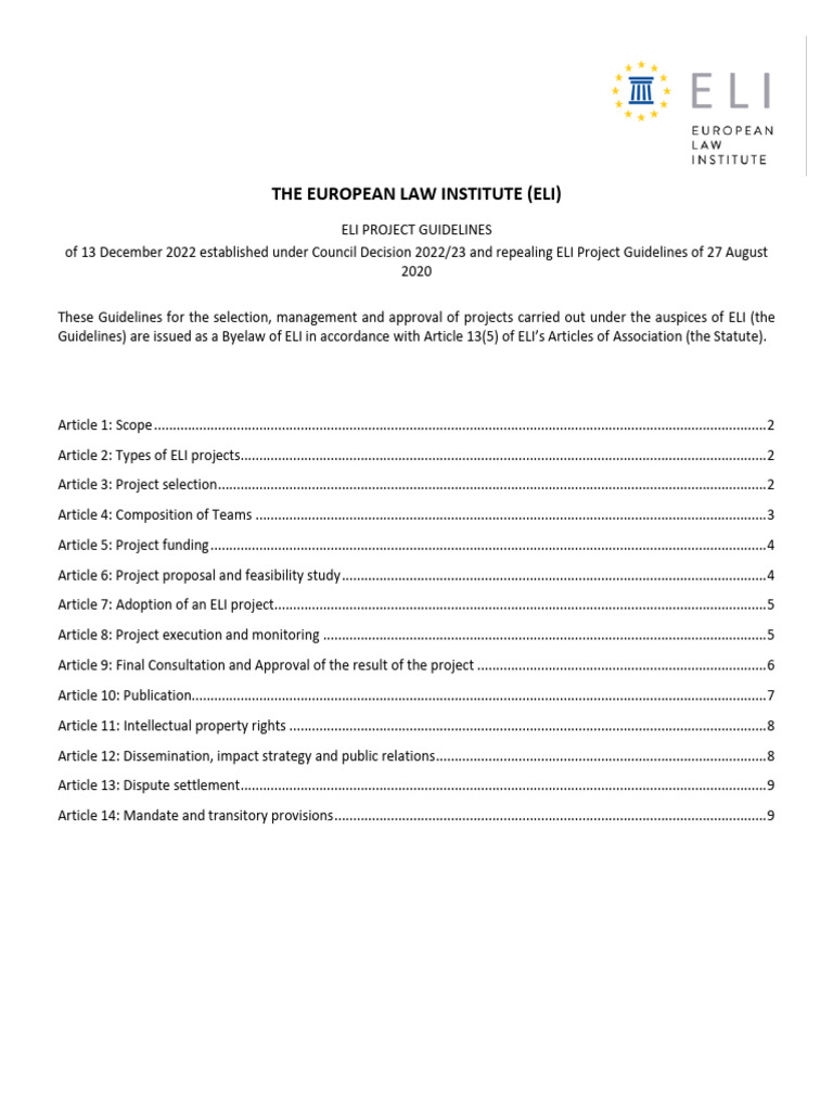 ELI Project Guidelines Overview | PDF | Feasibility Study | Public ...