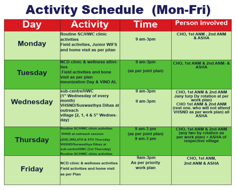 Activity Scedule Flex | PDF