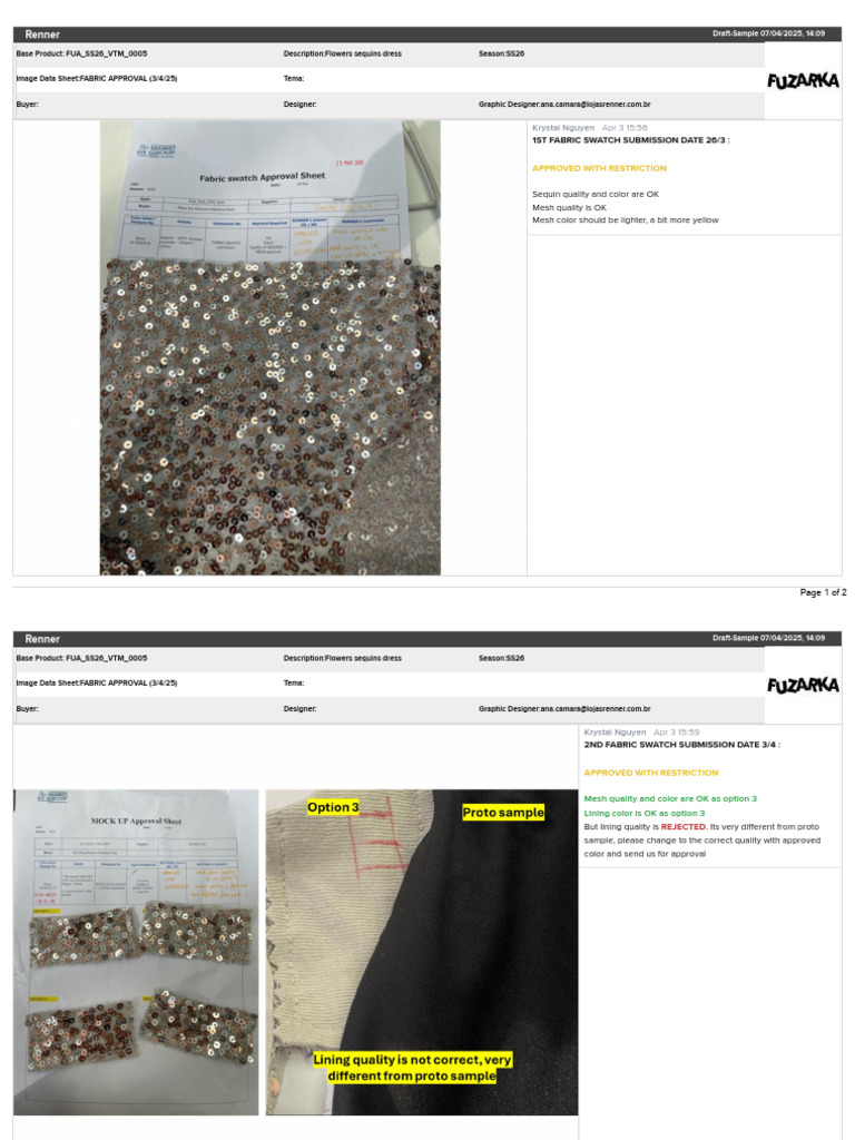 Fabric Approval (3425) - Canvas | PDF