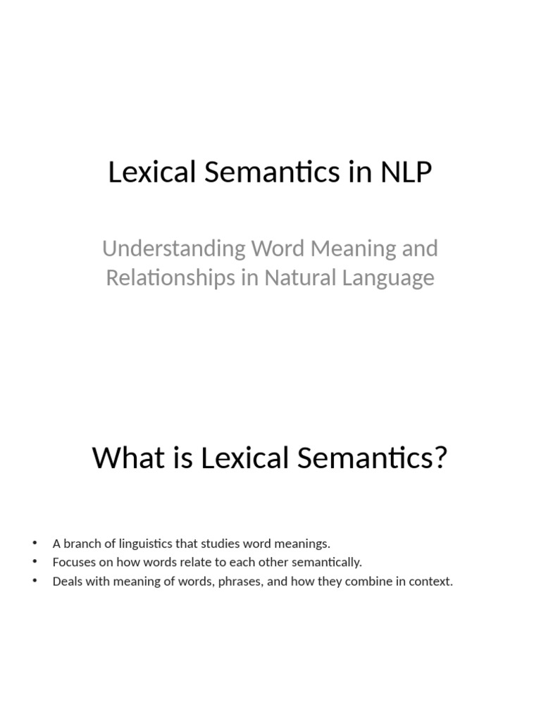 Lexical Semantics Presentation | PDF