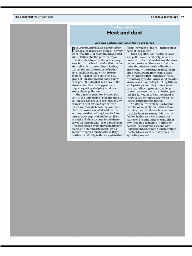 Airbone Particle Contributes To The Spreading of Virus | PDF