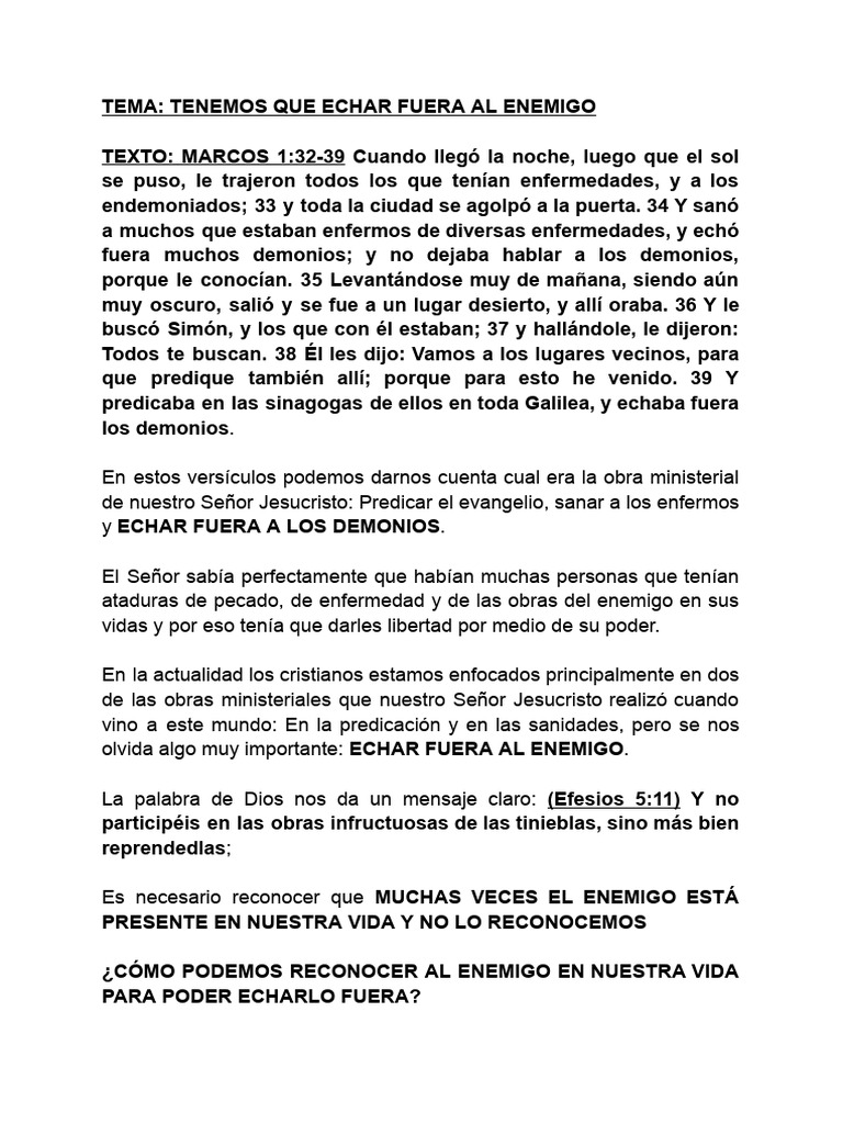 Tenemos Que Echar Fuera Al Enemigo | PDF | Lujuria | Pecado