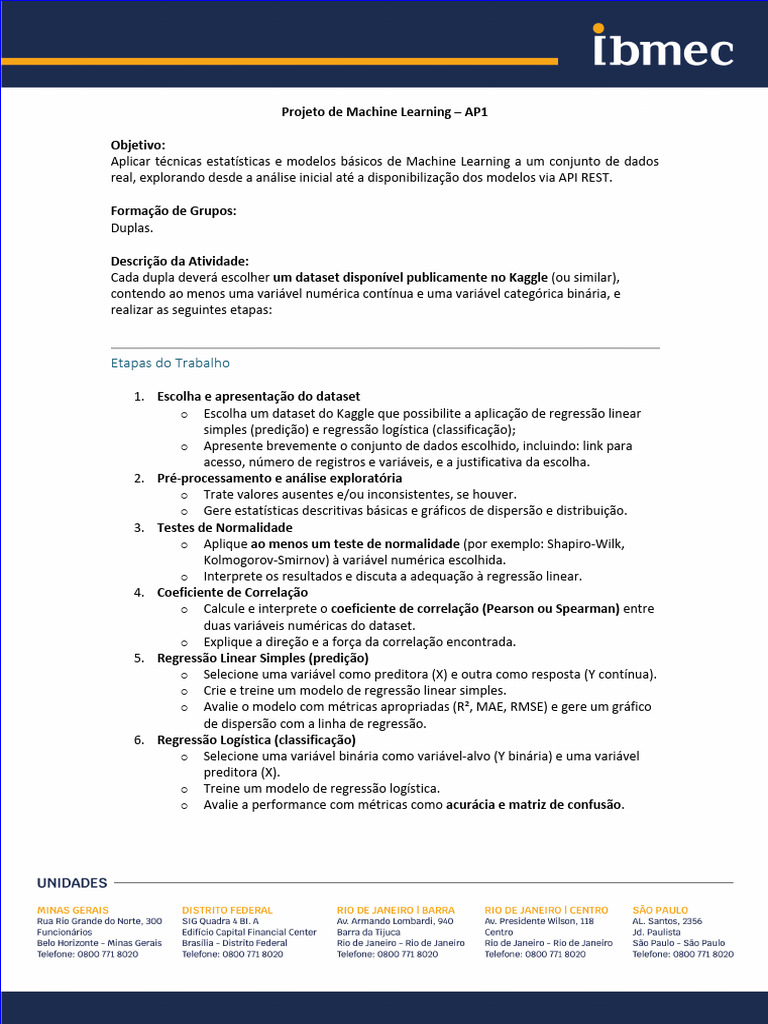 Projeto de Machine Learning - AP1 | PDF | Regressão logística | Aprendizado de máquina