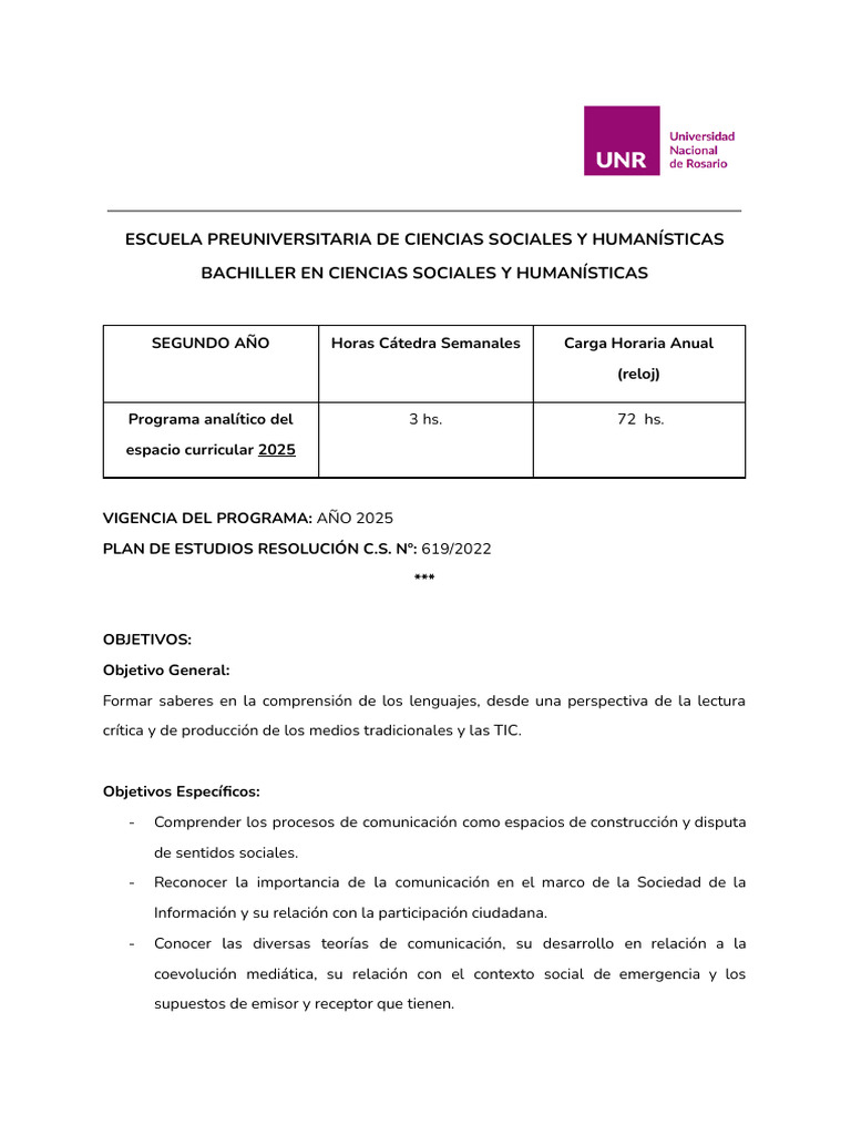 Programa de Comunicación y Sociedad 2025 | PDF | Comunicación ...
