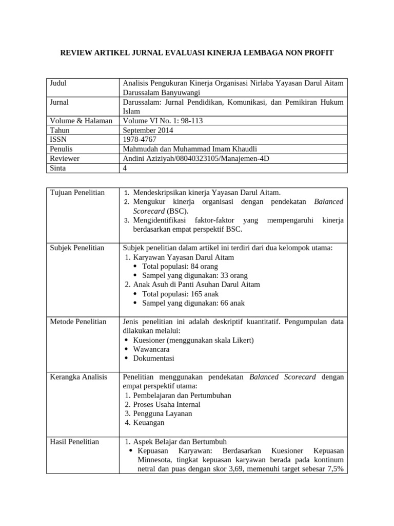 Review Artikel Evaluasi Kinerja - 112241 | PDF