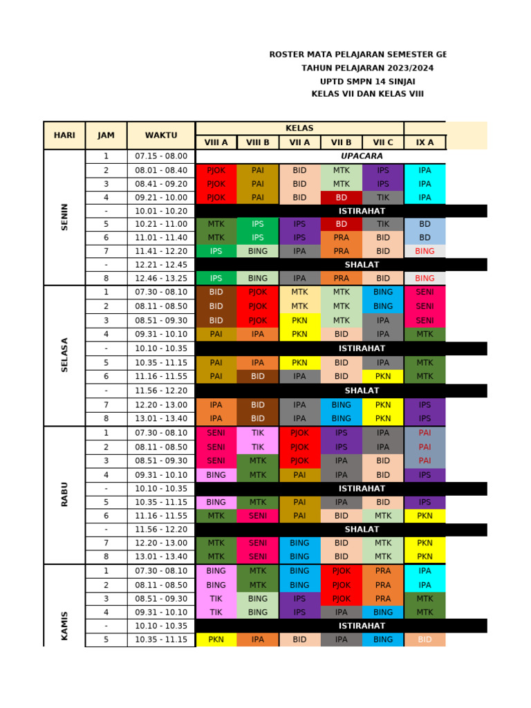 Roster SMT Genap 2023 2024 | PDF