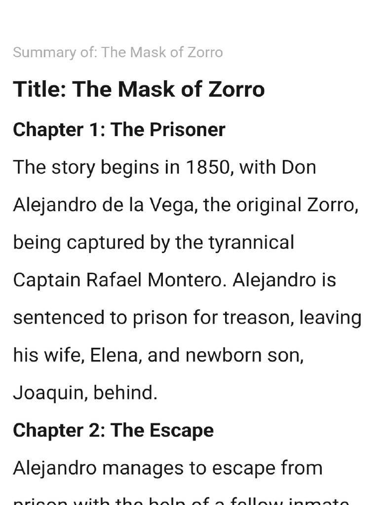 The Mask of Zorro | PDF