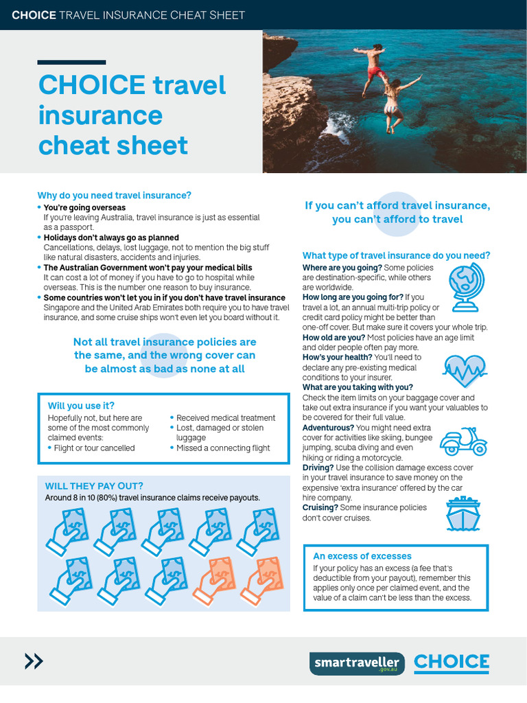 CHOICE Travel Insurance Cheat Sheet November 2024 | PDF | Insurance ...