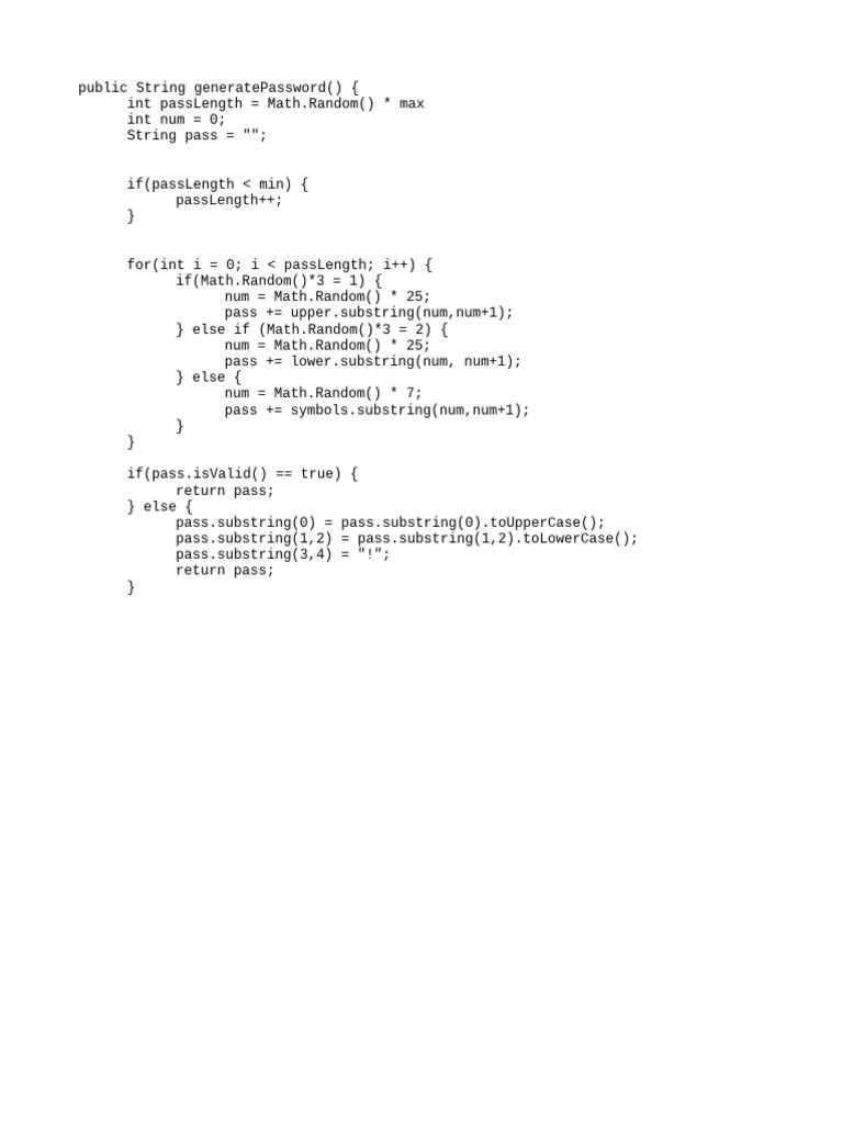 Java Password Generator Code Example | PDF