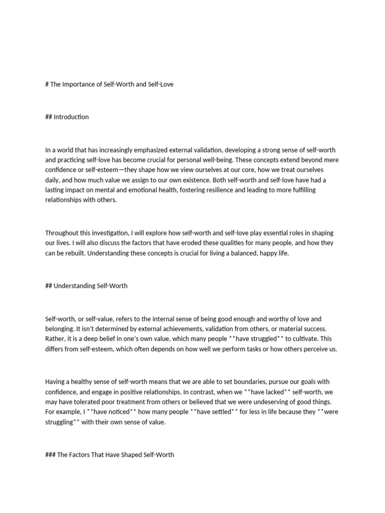 Boosting Self-Worth and Self-Love | PDF | Self Esteem | Psychology