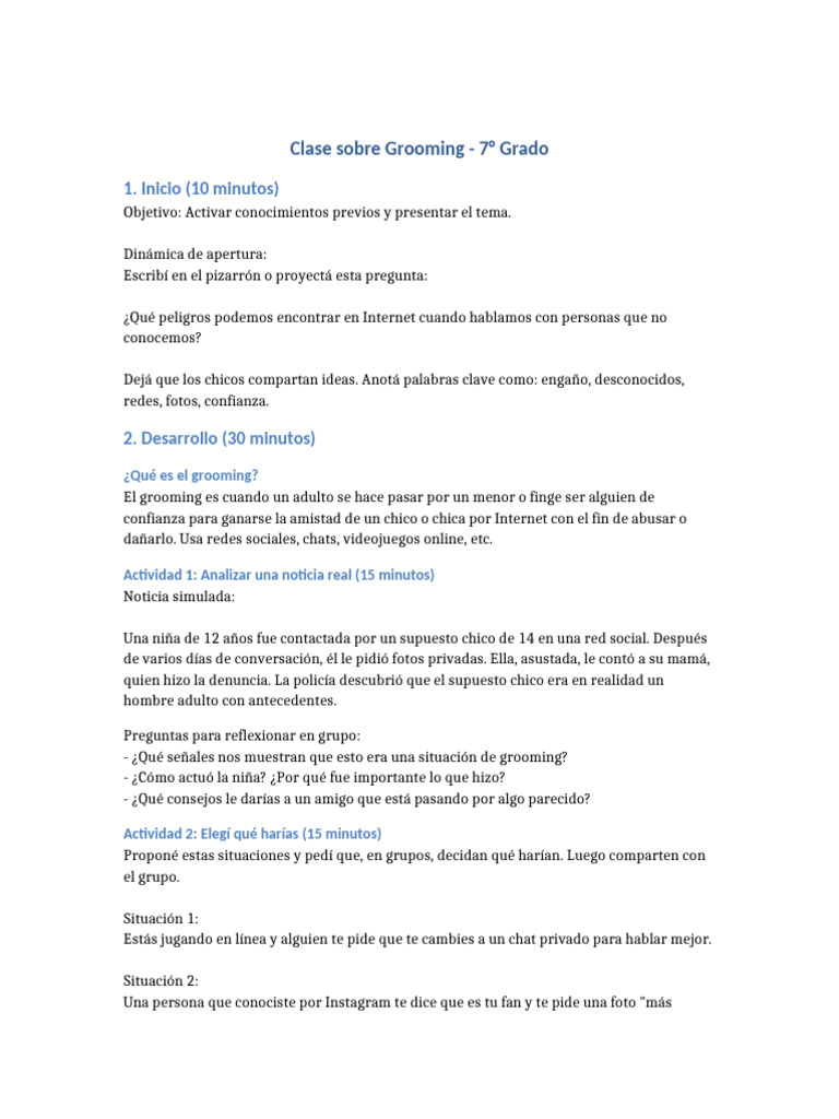 Clase_Grooming_7mo_ | PDF | Chat en linea | Internet