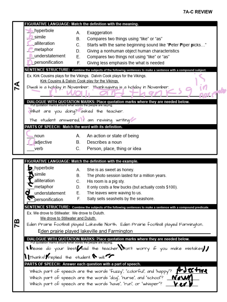 Figurative Language and Sentence Structure Review | PDF | Part Of ...