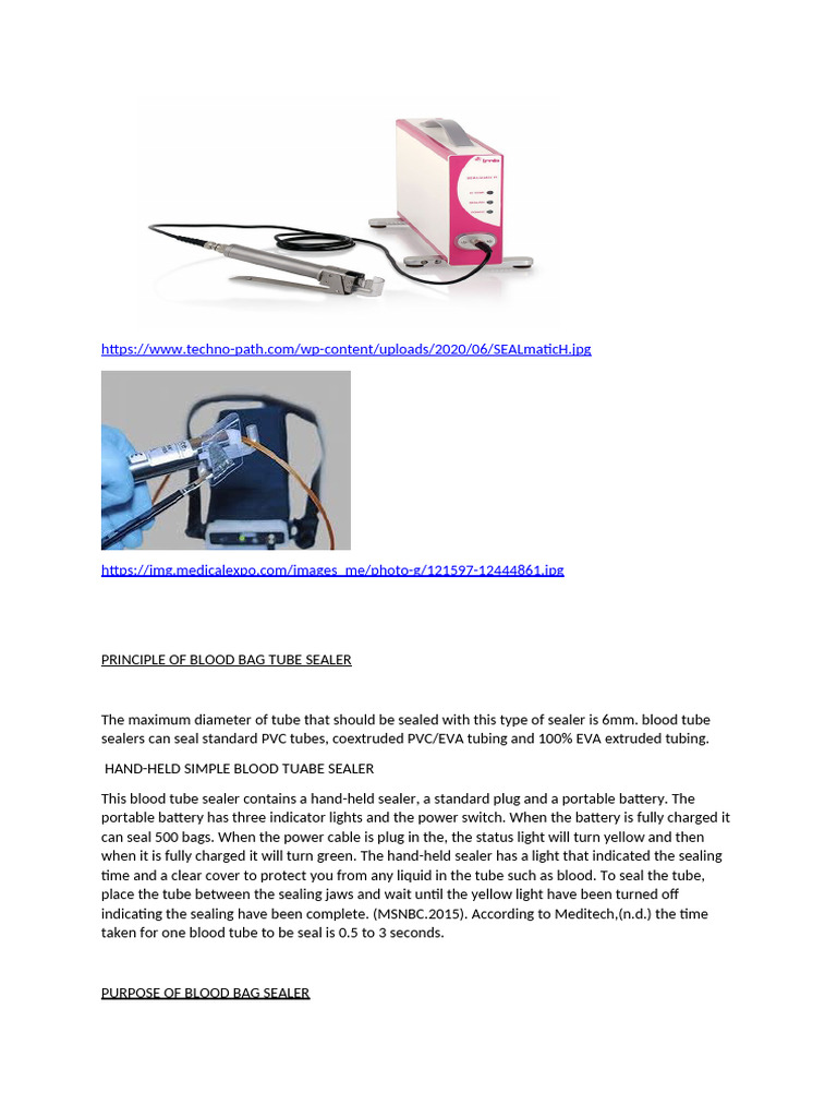Hand-Held Blood Tube Sealer Overview | PDF