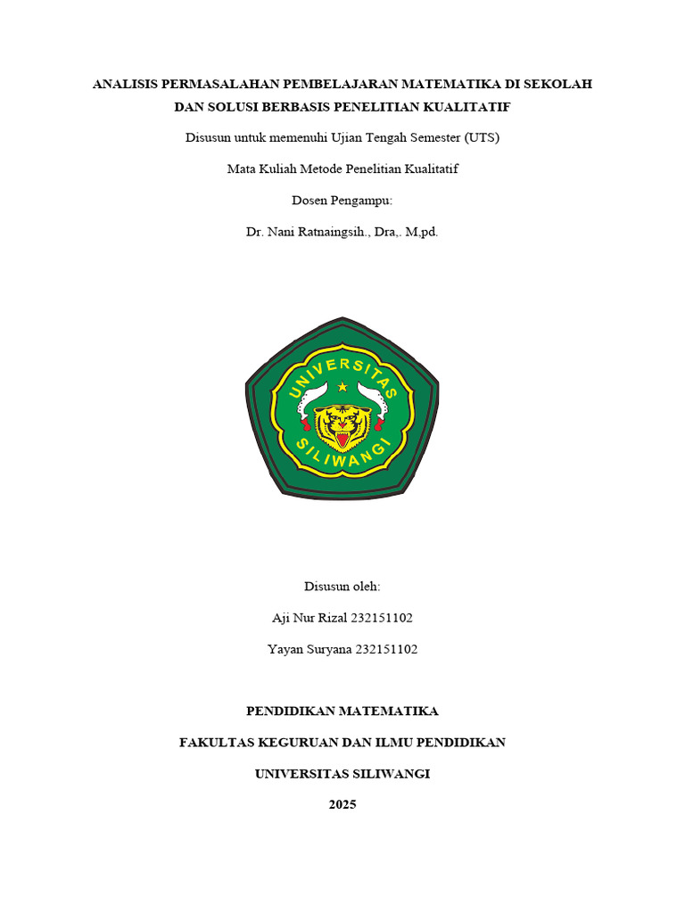 Laporan hasil observasi_UTS METKUAL_Aji Nur Rizal | PDF