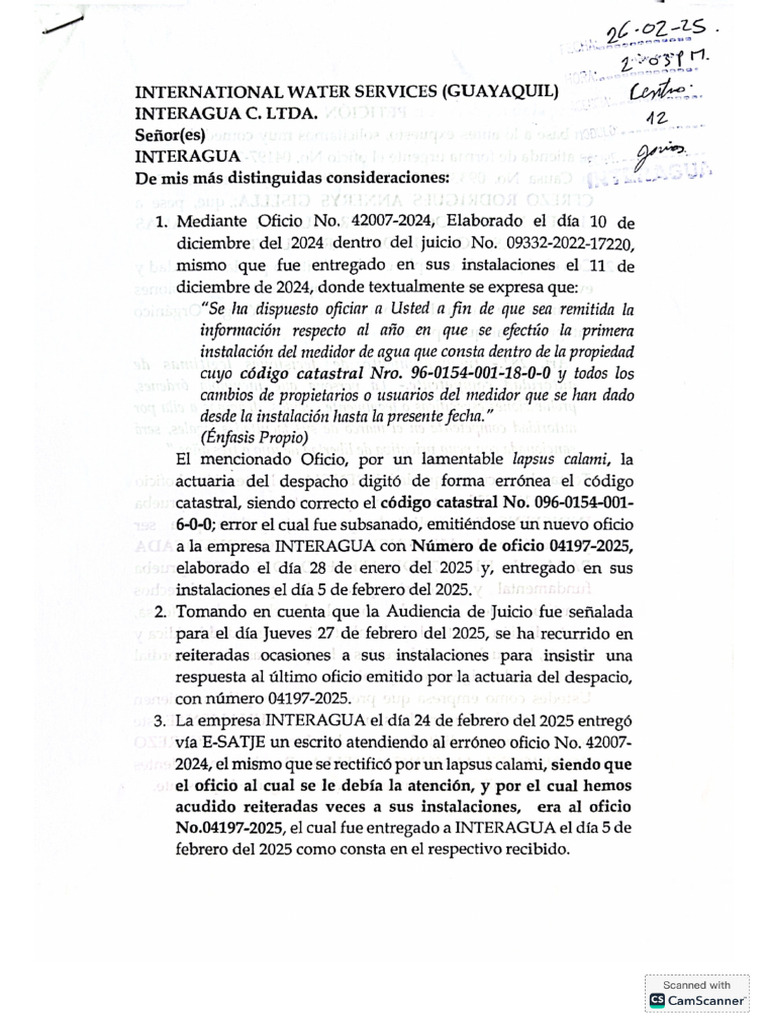 Insistencia Interagua PDF | PDF