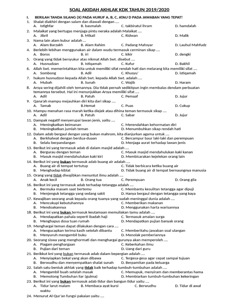 soal KDK tahun 2019_2020 edit | PDF