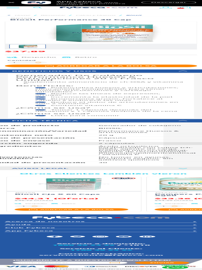 Biosil Performance 30 Cap Fybeca | PDF | Articulación | Nutrición