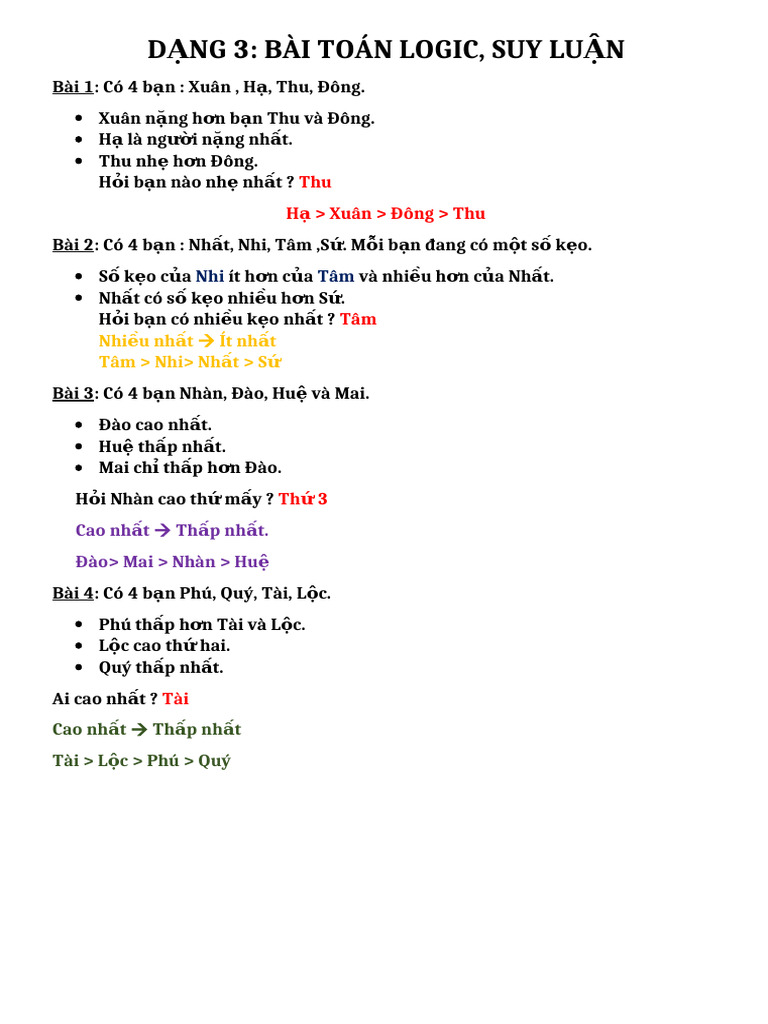 Bài toán logic | PDF