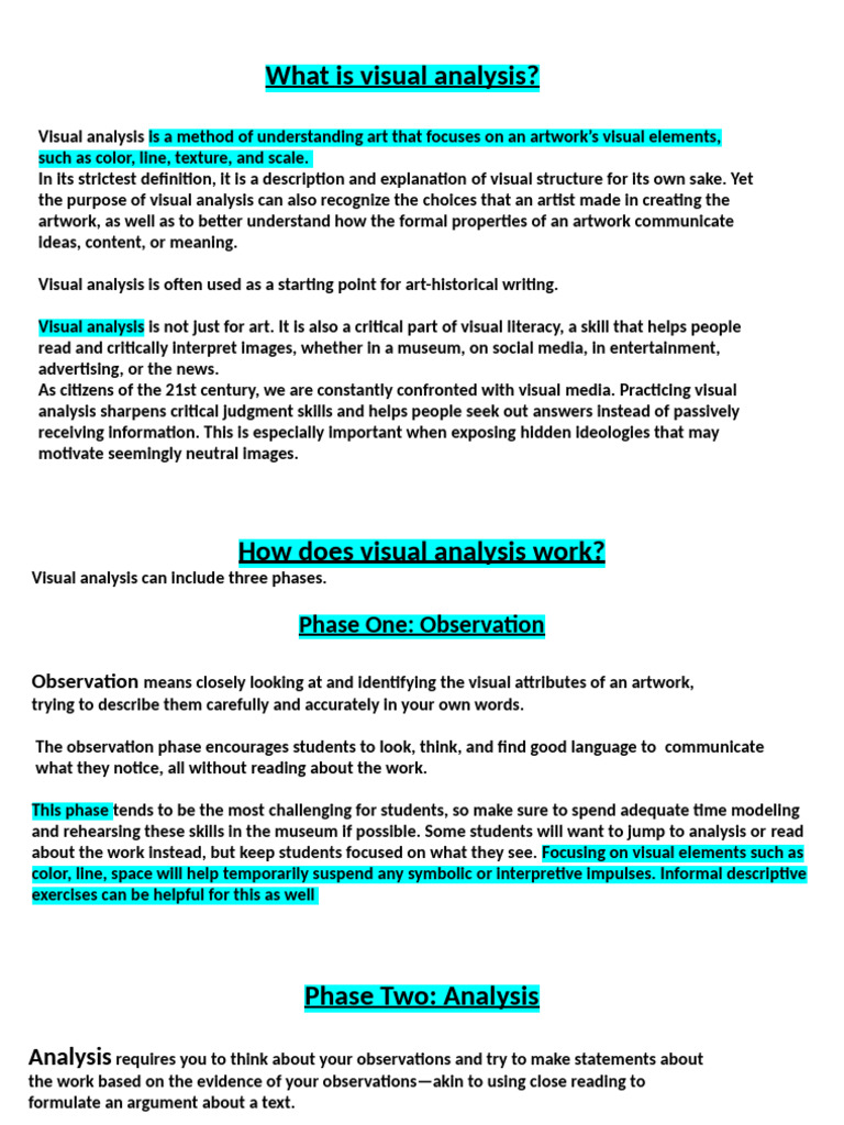 Visual Analysis Process | PDF | Interpretation (Logic) | Composition (Visual Arts)