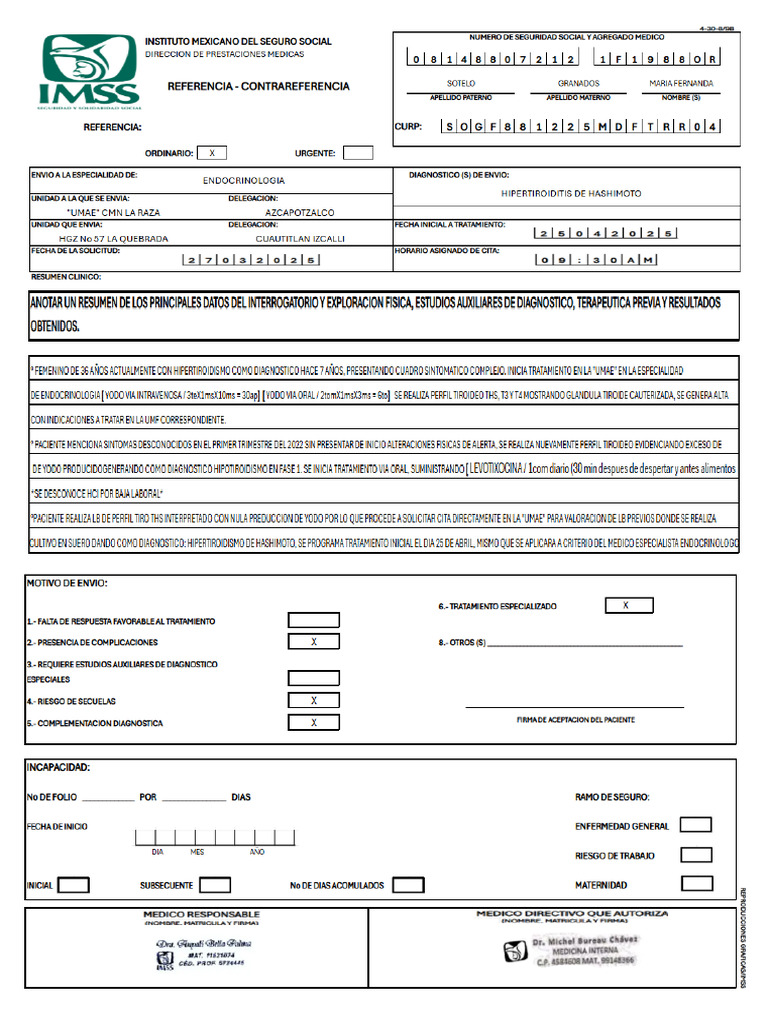 Referencia Imss Llena | PDF