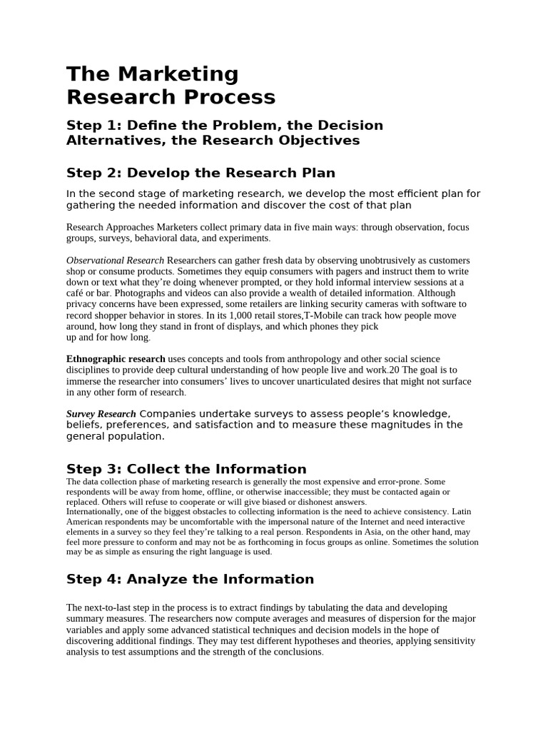 Marketing Research Process | PDF | Marketing | Data