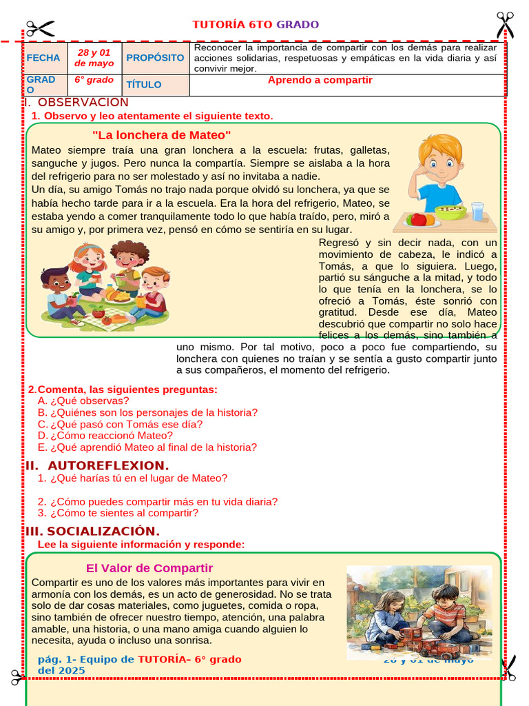 El valor de compartir en 6° grado | PDF | Amor | Felicidad