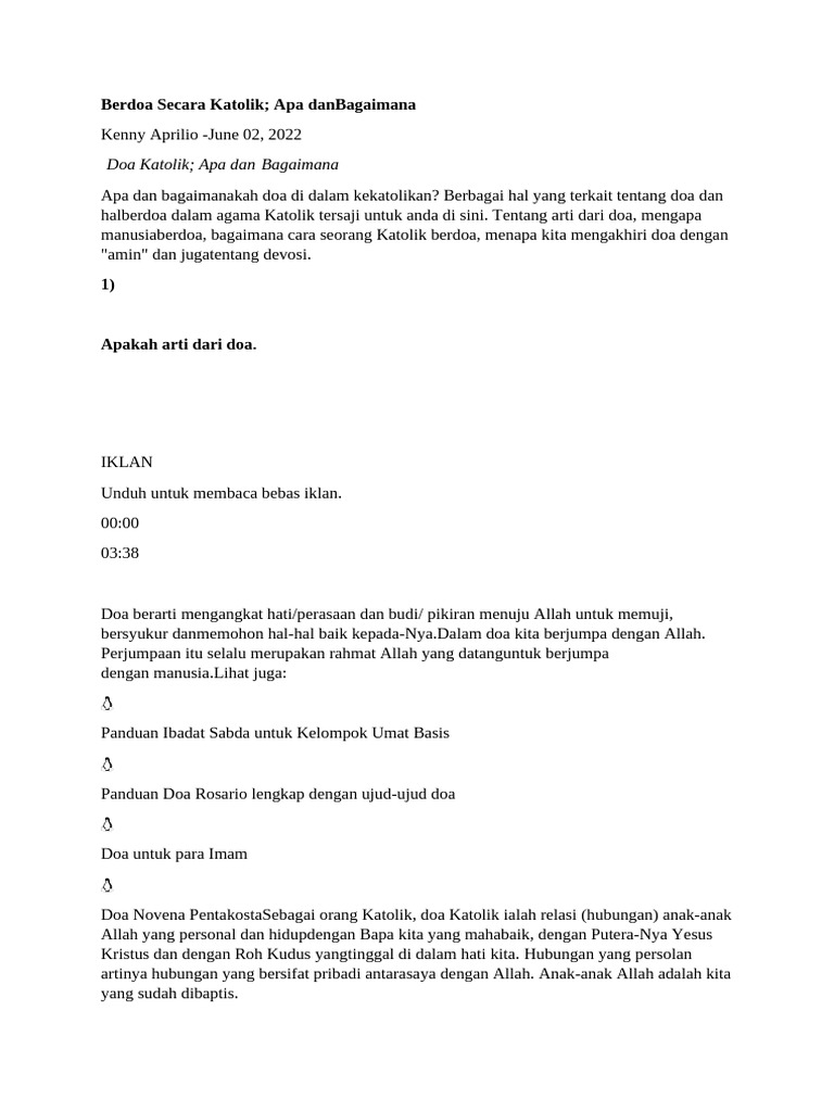 Berdoa Secara Katolik Mail | PDF