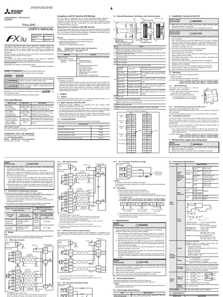 FX3U-2HC USER’S MANUAL | PDF | Power Supply | Electromagnetic Compatibility
