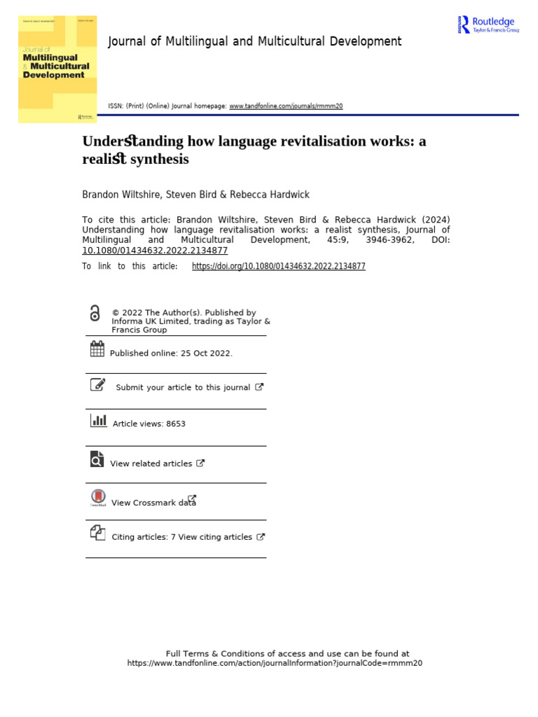 Understanding How Language Revitalisation Works A Realist Synthesis | PDF | Indigenous ...