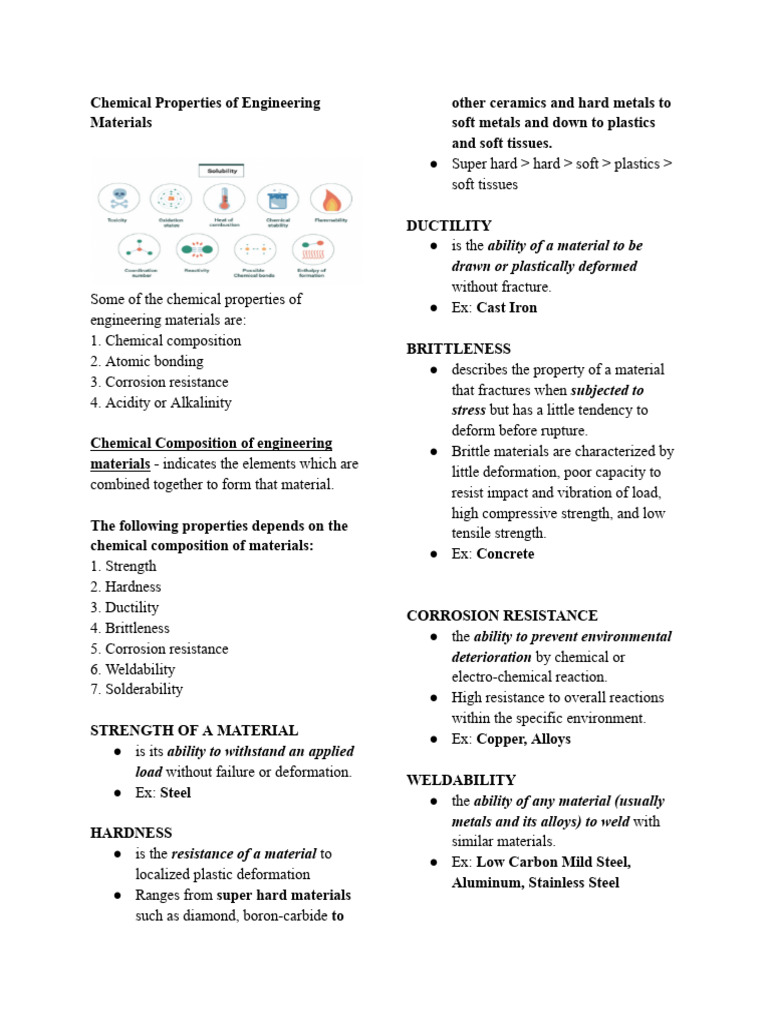 Chemical Properties of Engineering Materials | PDF | Chemical Bond ...