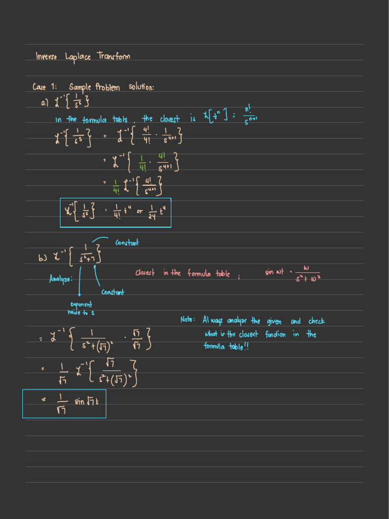 Inverse Laplace Transform & Partial Fractions | PDF | Mathematical ...