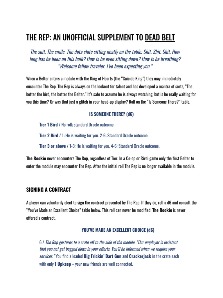 The Rep Dead Belt Unofficial | PDF