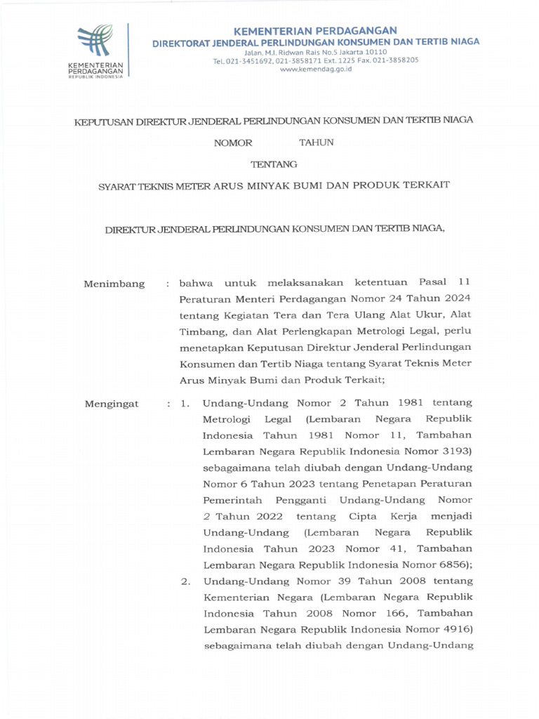 Kepdirjen Nomor 18 Tahun 2025 Tentang ST Meter Arus BBM | PDF