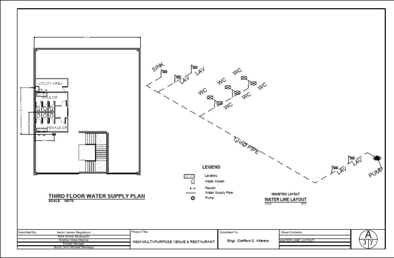 Third Floor Water Supply Plan | PDF | Water | Hydraulic Engineering