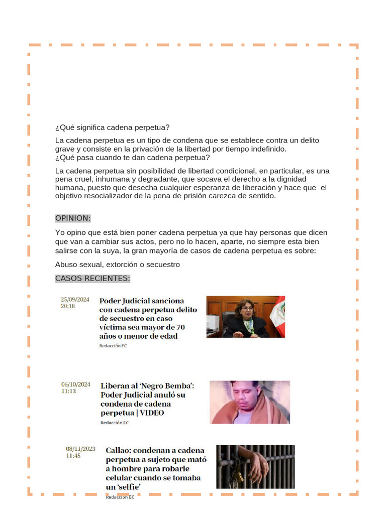 Significado y duración de cadena perpetua | PDF