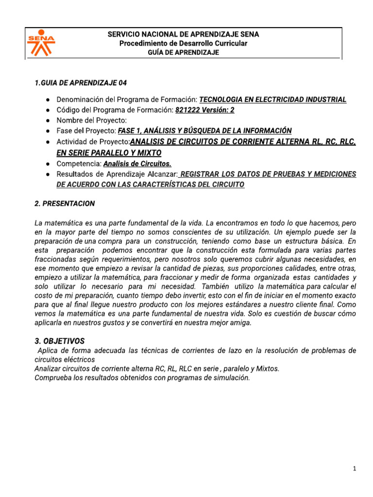 Guia de Aprendizaje 04 Analisis de Ctos | PDF