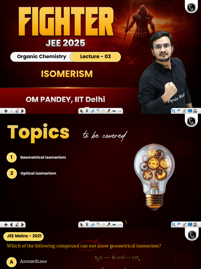 Isomerism 03 - Class Notes - Fighter JEE 2025 | PDF | Isomer | Space
