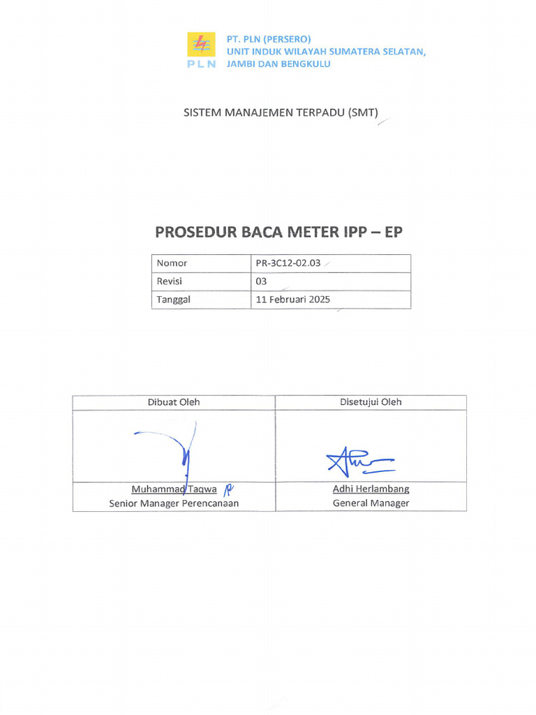 PR-3C12-02.03 Prosedur Baca Meter Ipp - Ep | PDF